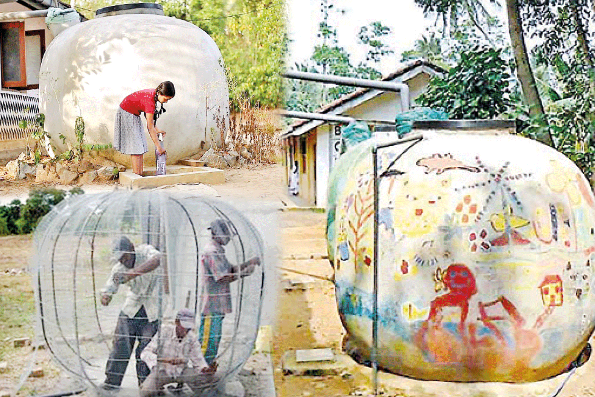 පැරකුම්බා සංකල්පයෙන් අහස් දිය එක්කරන වැහි ජල ටැංකි - Aruna